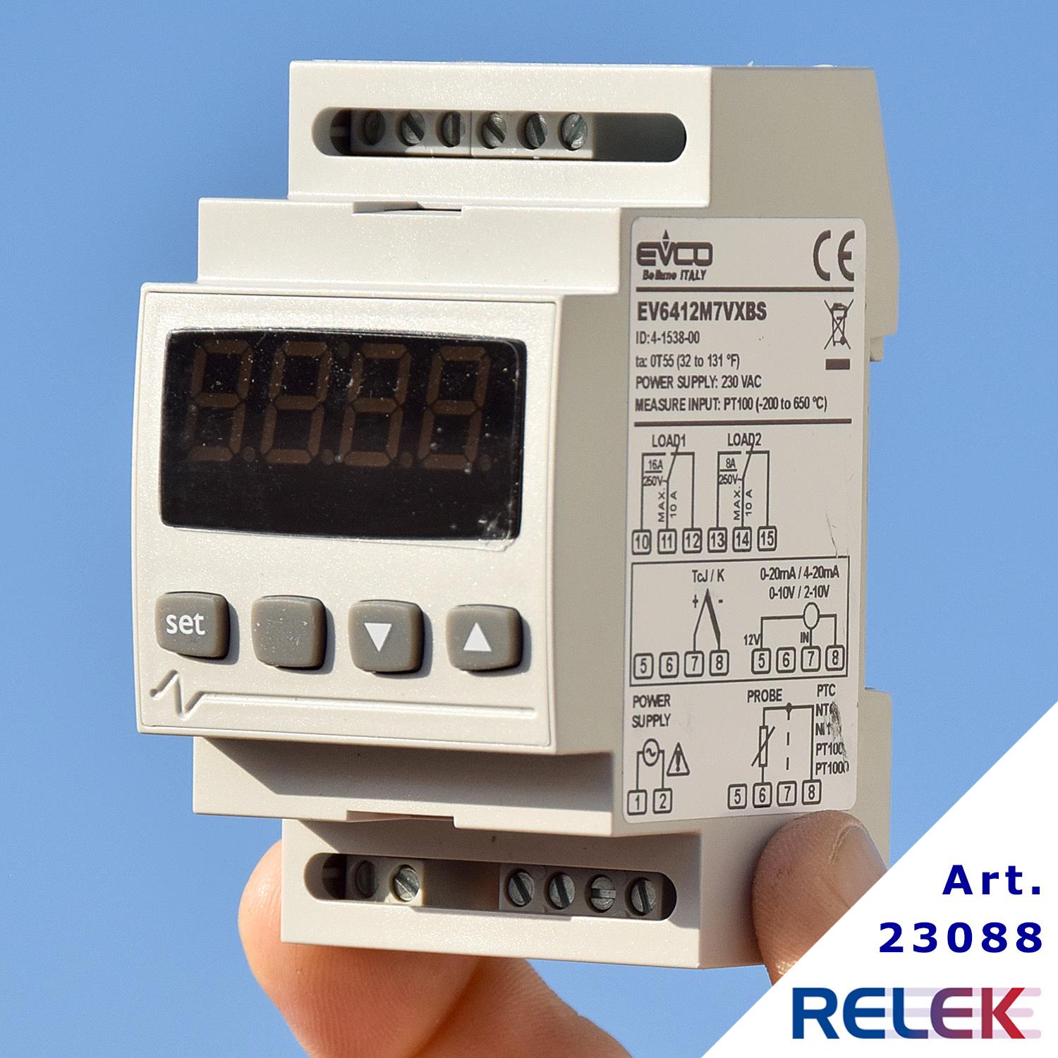 Elektronisk 2-stegs temp-regulator EVCO EV6412 med givare